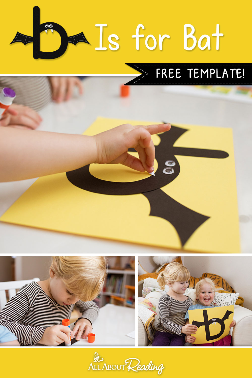 Lowercase B Craft - B is for Bat (+ Printable Template)