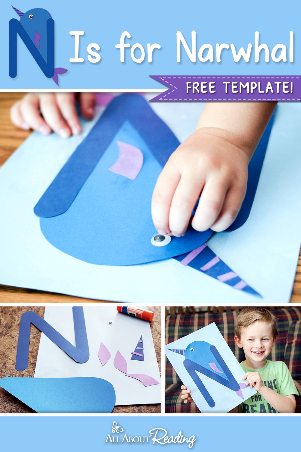 Printable Letter N Craft - N is for Narwhal (FREE Download)